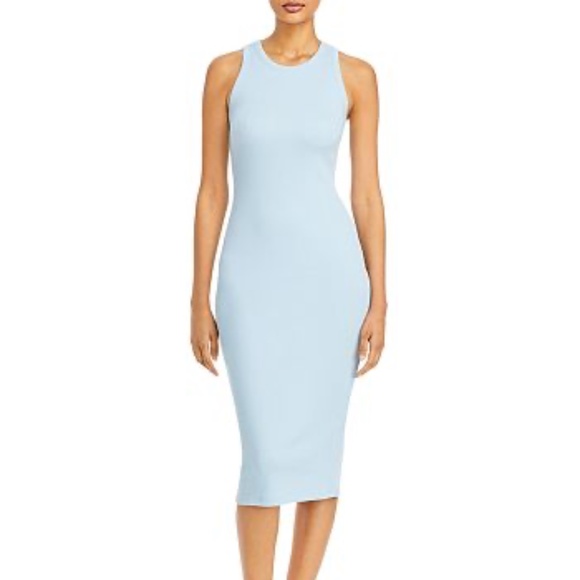 Theory | Dresses | Theory Ribbed Racer Tank Middi Dress In Pale ...